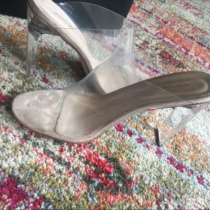 PrettyLittleThing | Shoes | Prettylittlething Nude Clear High Flat Heel ...